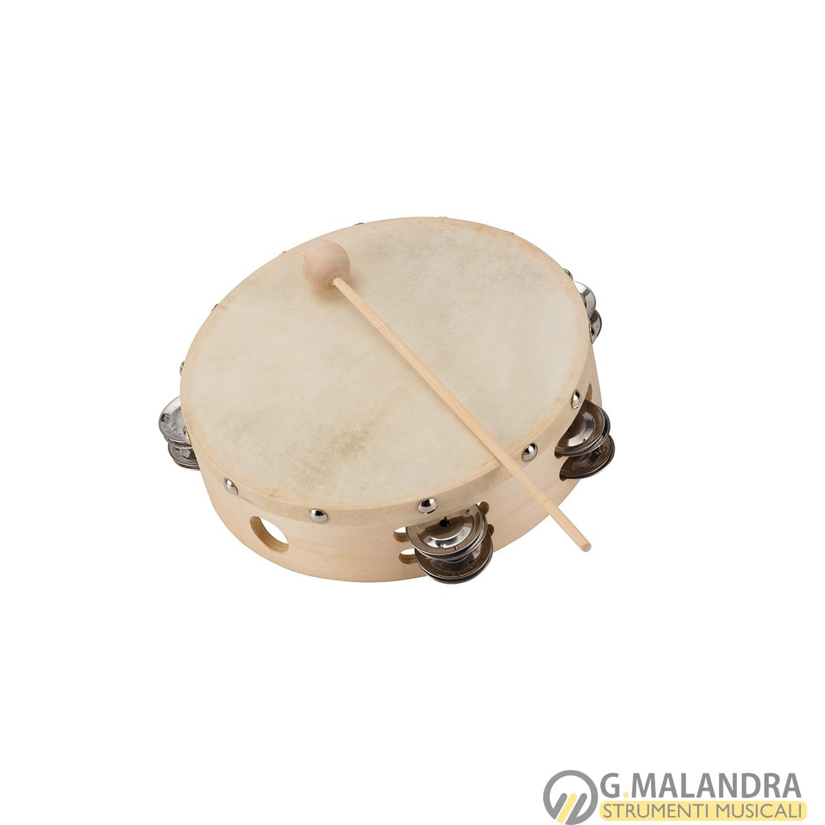 Tamburello in acero con pelle naturale e piattelli 10″ SOUNDSATION ST2R ...